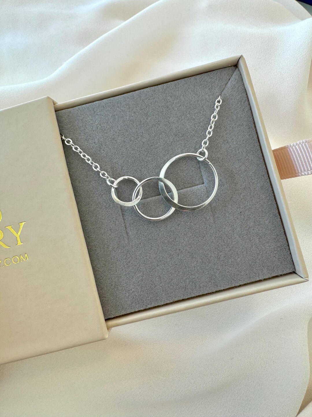 Sterling Silver Interlocking Circles Necklace 925 Sterling Silver 3 ...