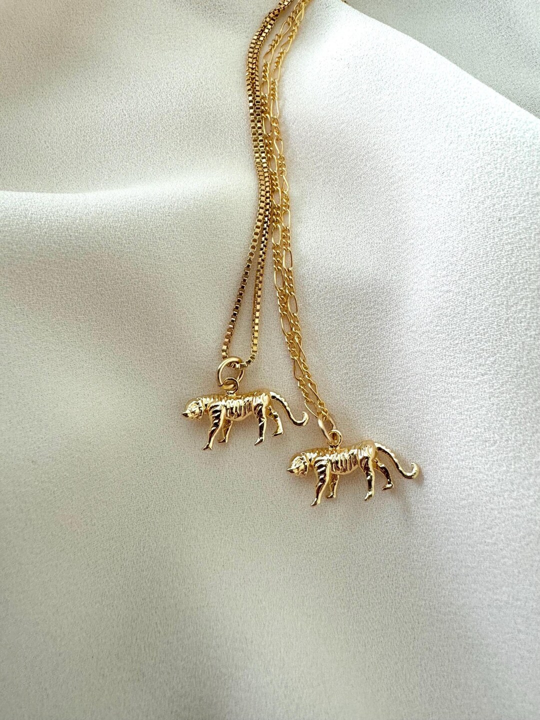 Dainty Gold Filled Tiger Pendant Necklace Small Tiger Charm Gold Fill ...