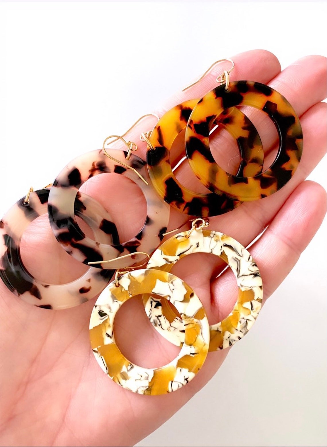 Tortoise Shell Earrings Tortoise Shell Hoop Earrings Tortoise - Etsy