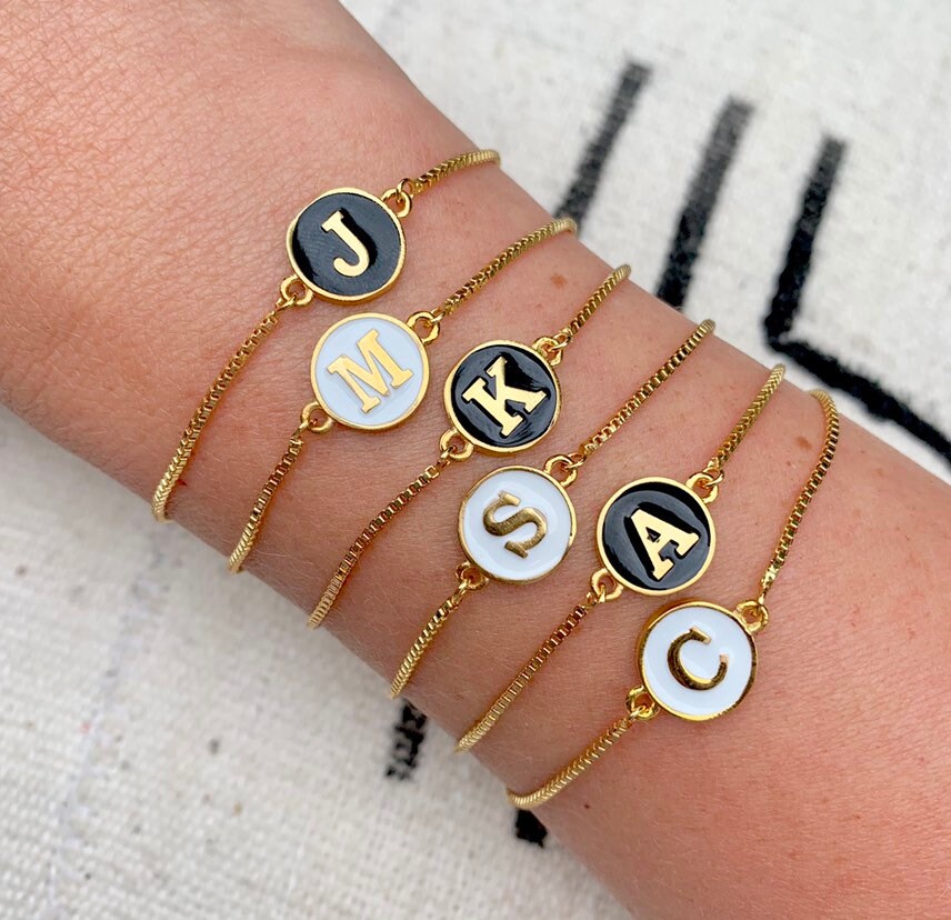 Personalized Bracelet Gold Filled Letter Bracelet Alphabet - Etsy