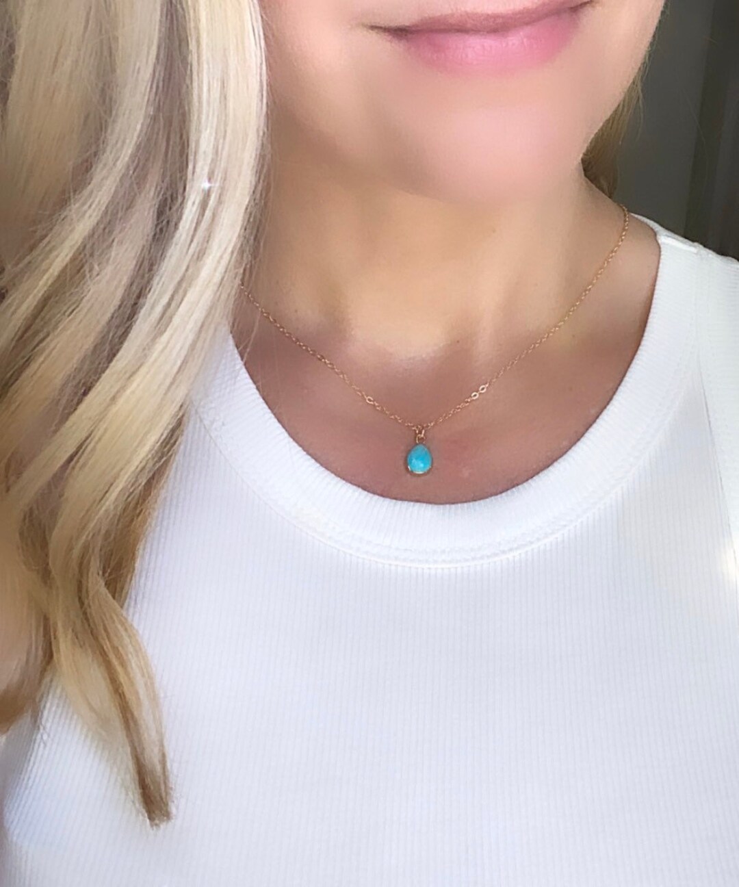 Raindrop Shaped Turquoise Necklace Dainty Turquoise Pendant December ...