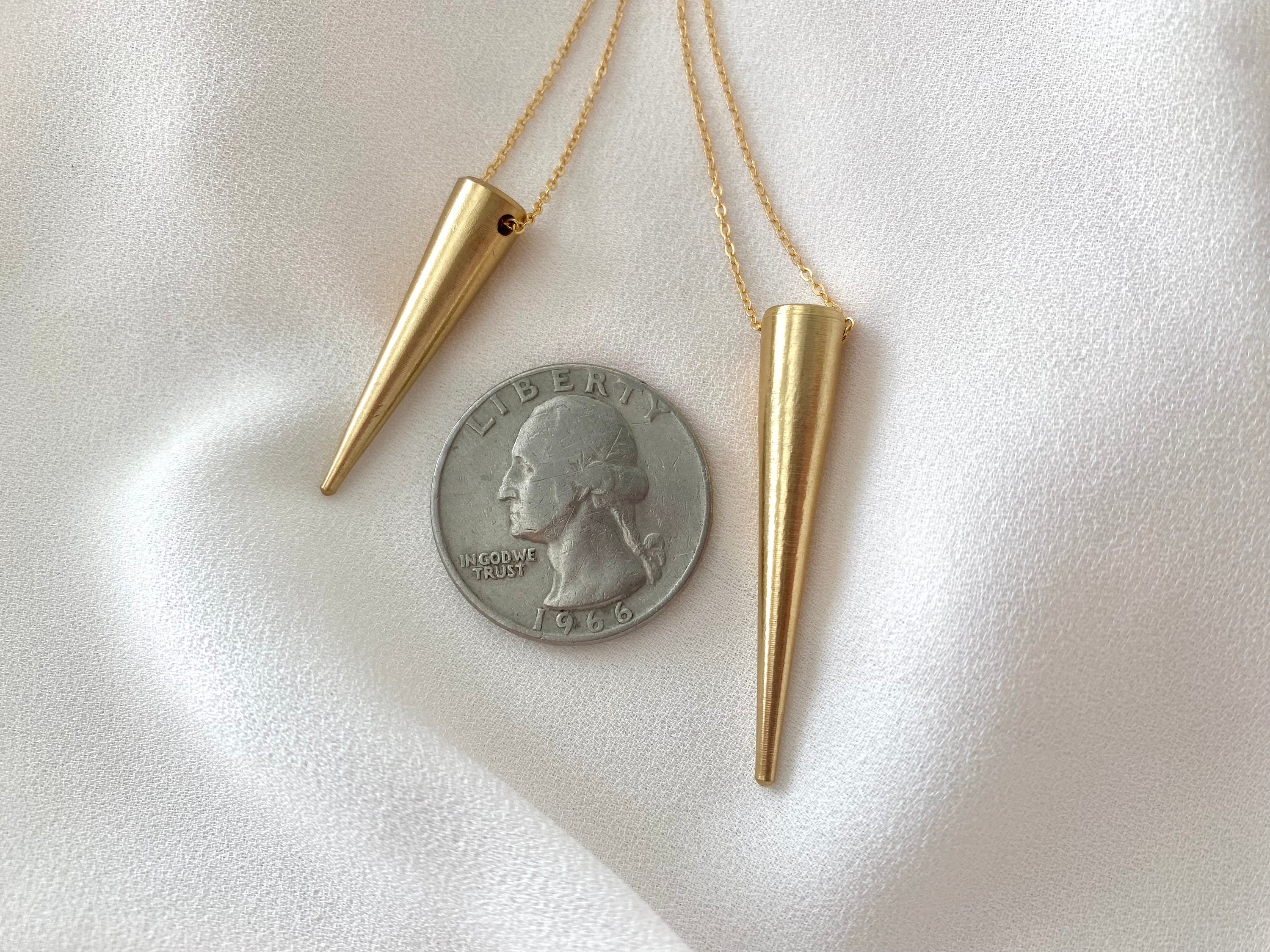 Gold Spike Necklace 14k Gold Filled Chain Necklace Dainty Gold Bar Cone ...