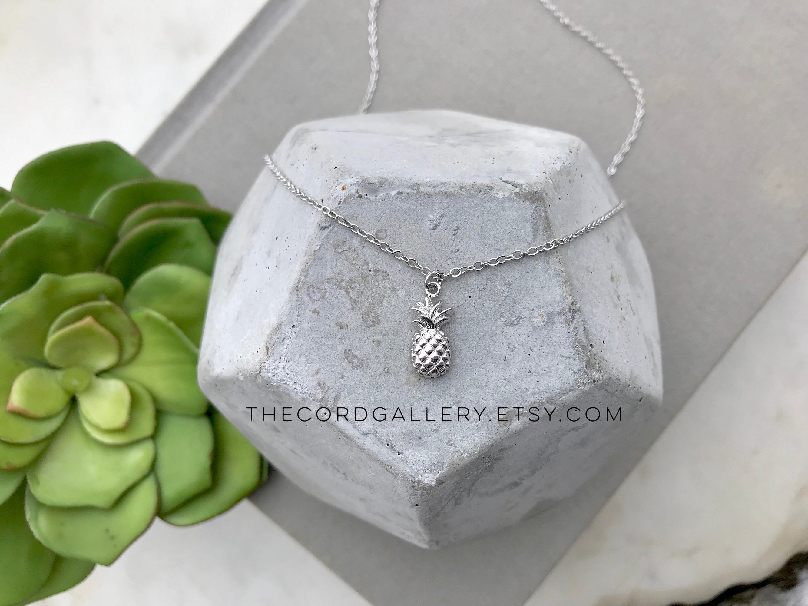 Silver Pineapple Necklace Minimalist Pineapple Pendant Tiny - Etsy