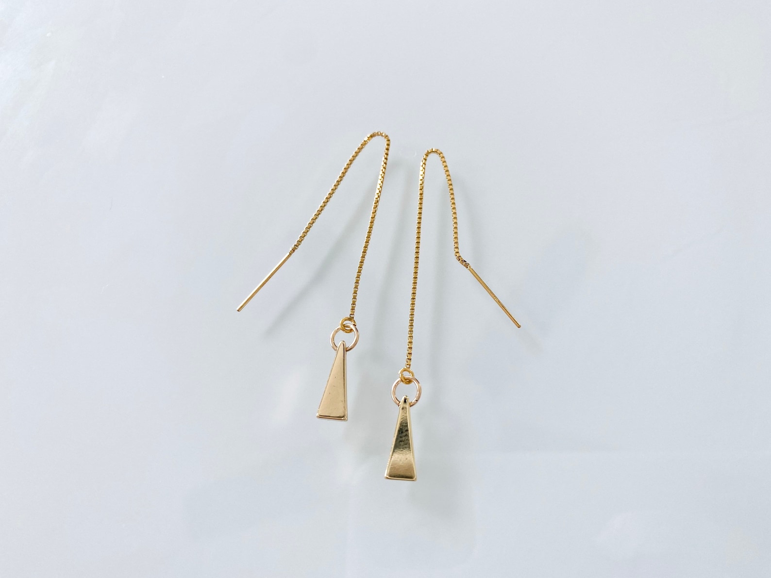 Gold Threader Earrings Gold Filled Ear Threaders Gold Triangle Dangle ...