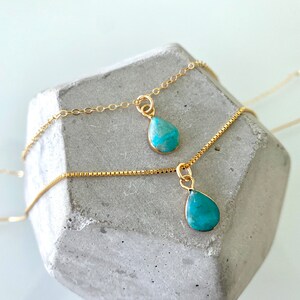 Raindrop Shaped Turquoise Necklace Dainty Turquoise Pendant December ...