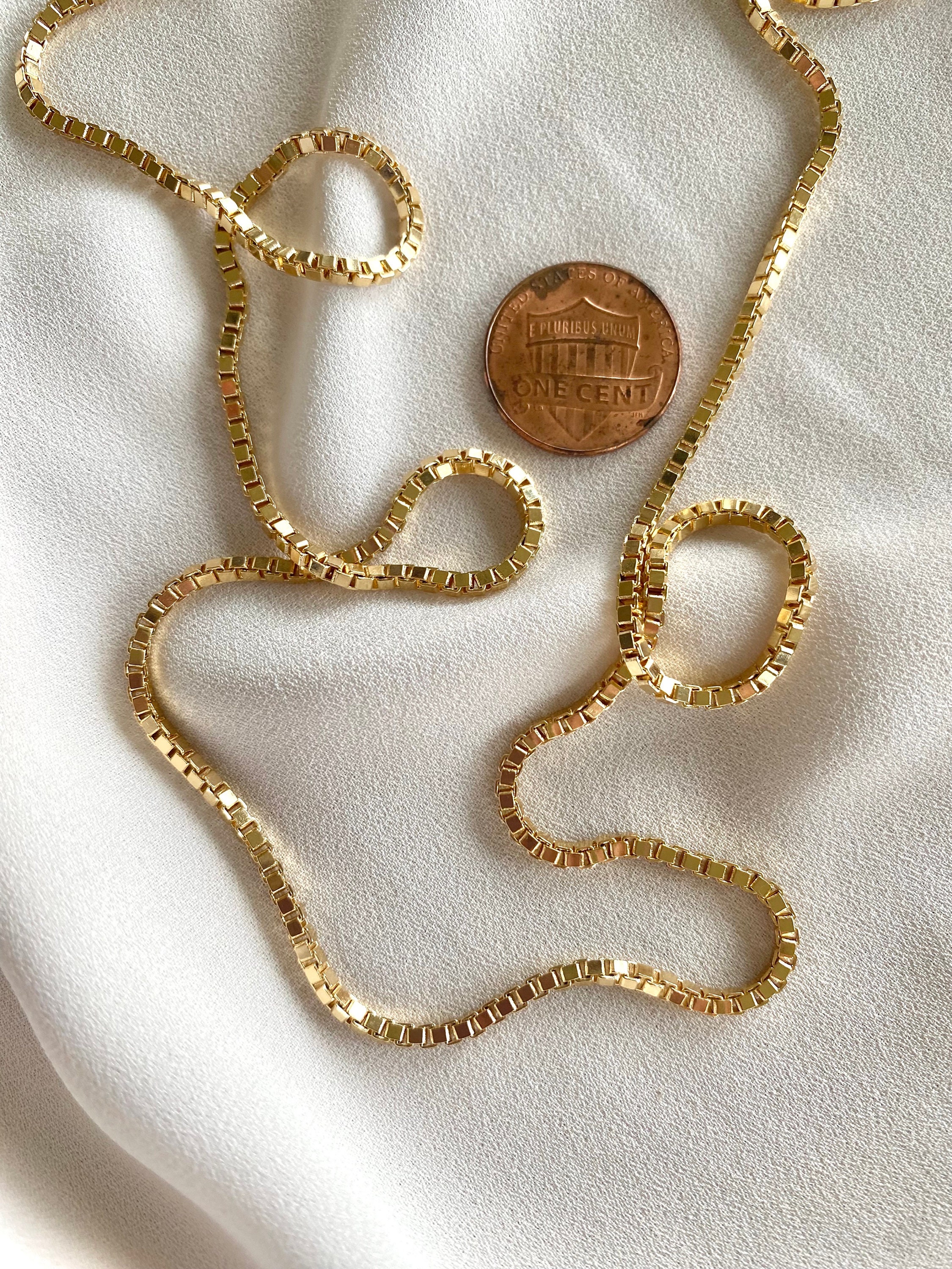 Thick Gold Filled Box Chain Necklace Layering Chains for Women Simple ...