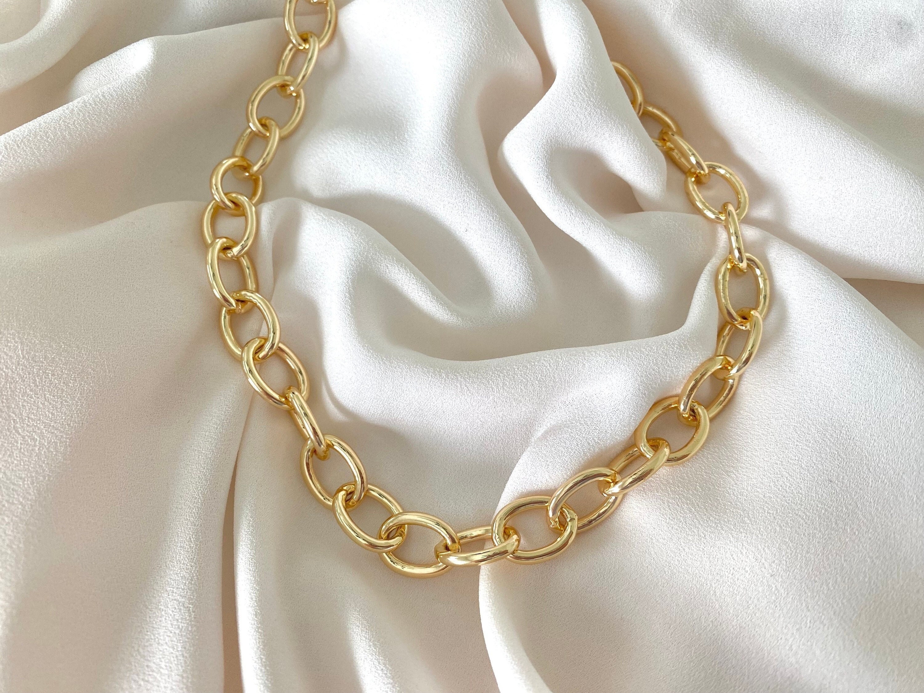Thick Chunky Link Necklace Gold Filled Round Link Chain Minimalist ...
