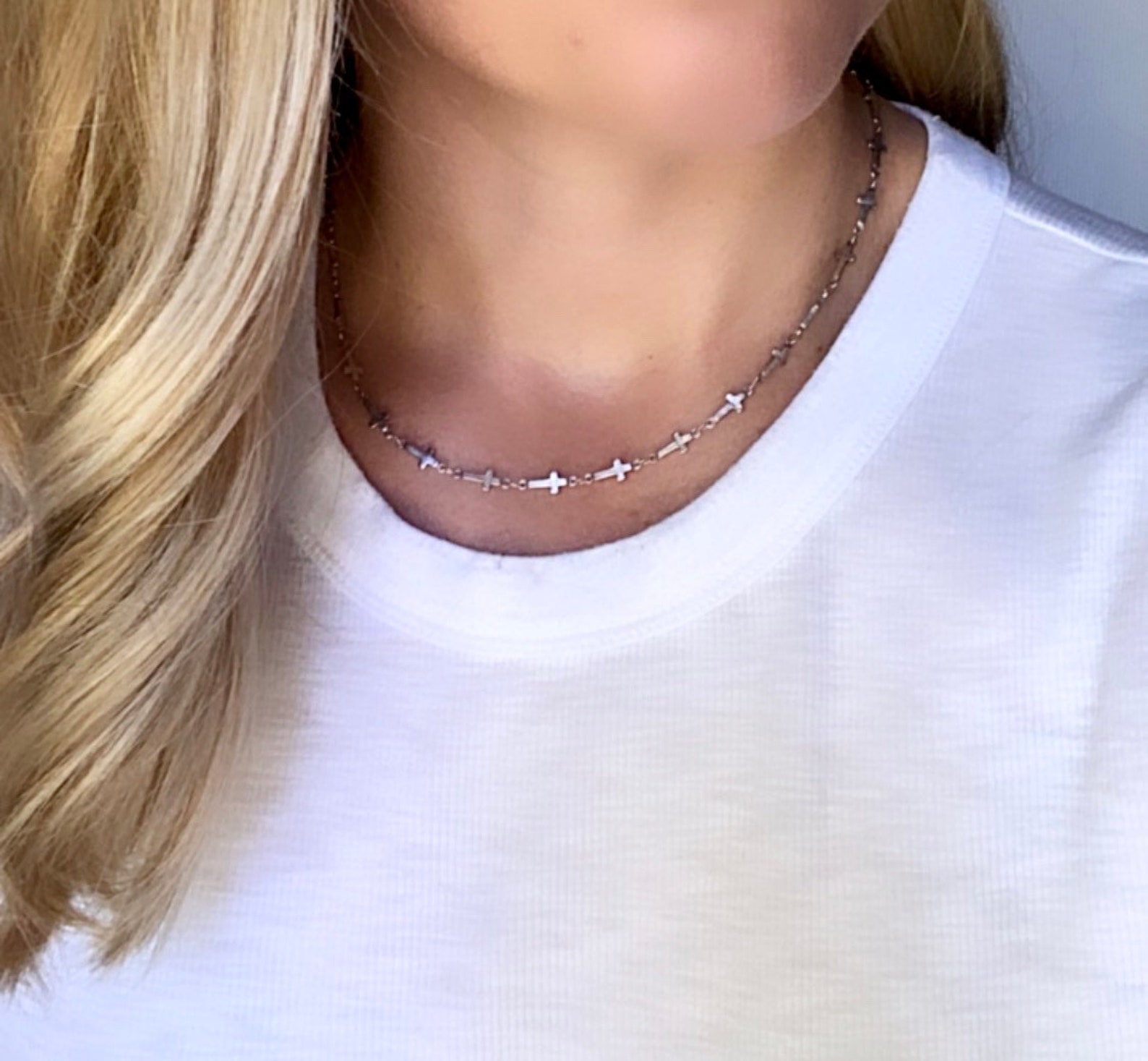 Cross Choker Necklace Antique Silver Cross Necklace Choker - Etsy