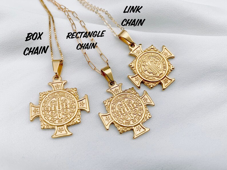 Gold Cross Medallion Necklace Gold Filled Relic Cross Pendant Ancient ...