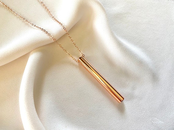Buy Rose Gold Bar Necklace Vertical Cylinder Bar Pendant Necklace Boho Minimalist Rose Gold Filled Bar Necklace Layering Pink Gold Necklace Gift Online in India Etsy