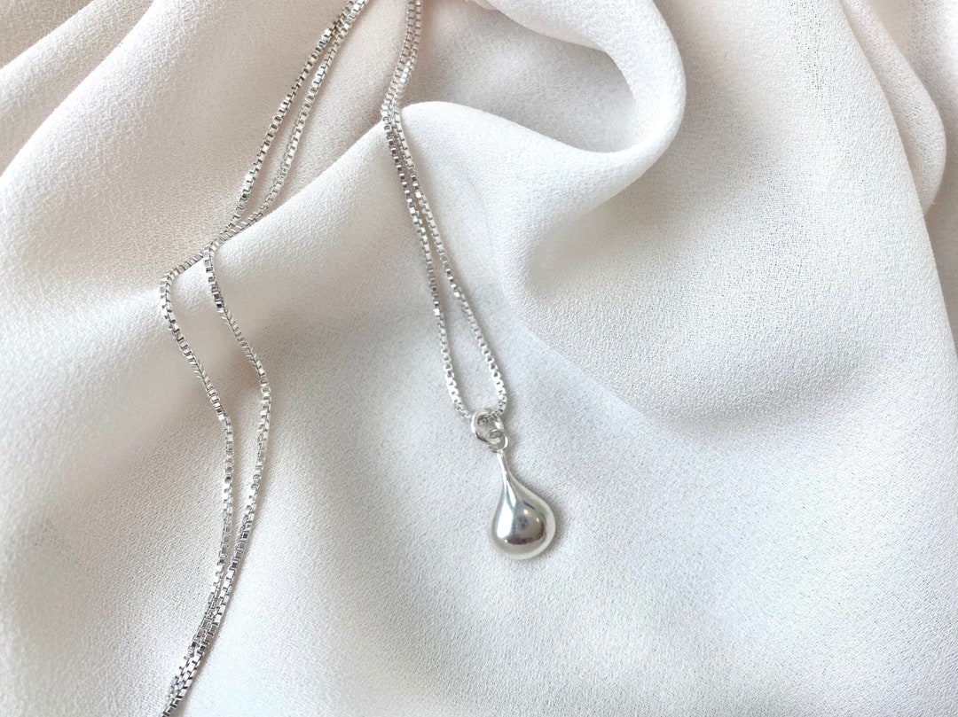 Sterling Silver Teardrop Necklace 925 Sterling Silver Raindrop Pendant ...
