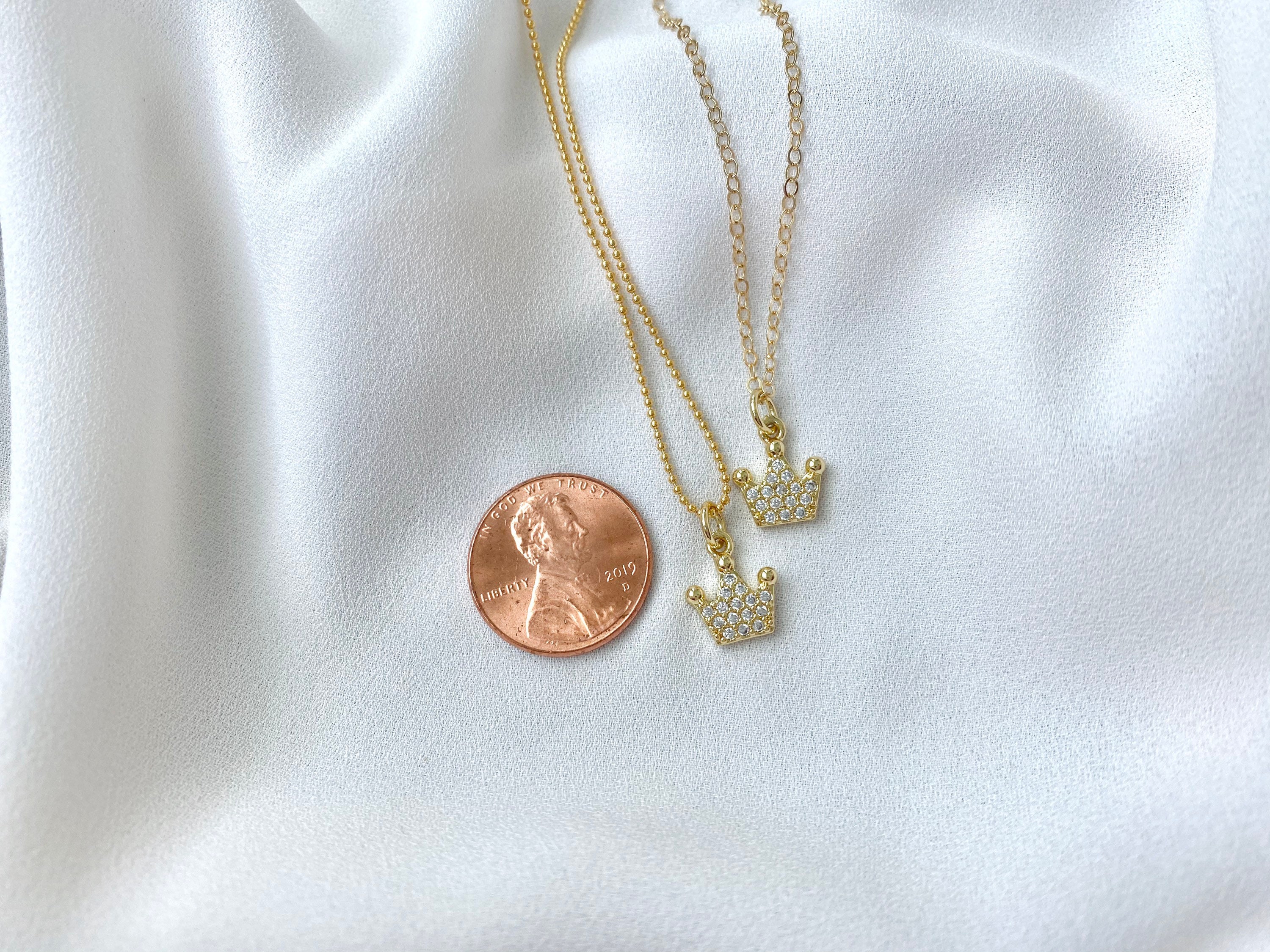 Dainty Gold Crown Necklace CZ Crown Pendant Necklace Queen Charm Gold ...