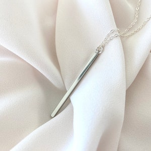 Silver Bar Necklace Long Vertical Bar Necklace Layering Necklace ...