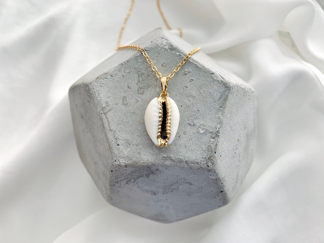 Cowrie Necklace Gold Cowrie Shell Necklace 24k Gold Dipped Cowrie 14k ...