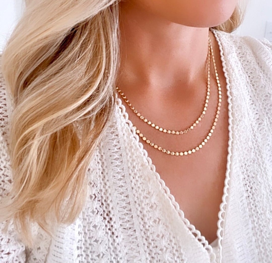 Gold Filled Dot Chain Necklace Layering Chains for Women Dainty Everyday Simple Necklace ...