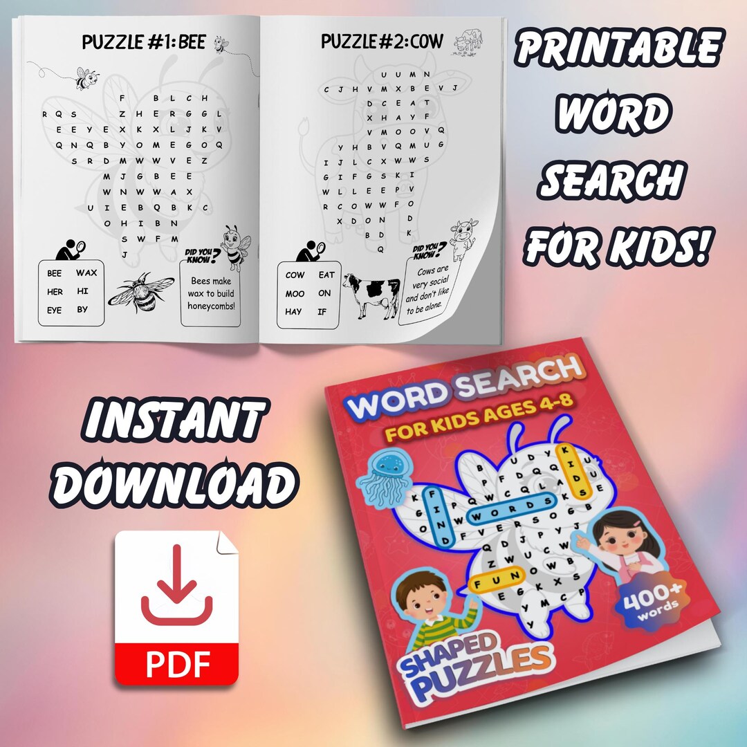 70 Printable Puzzle Pages for Kids and Teens | Word Search Puzzle Book ...