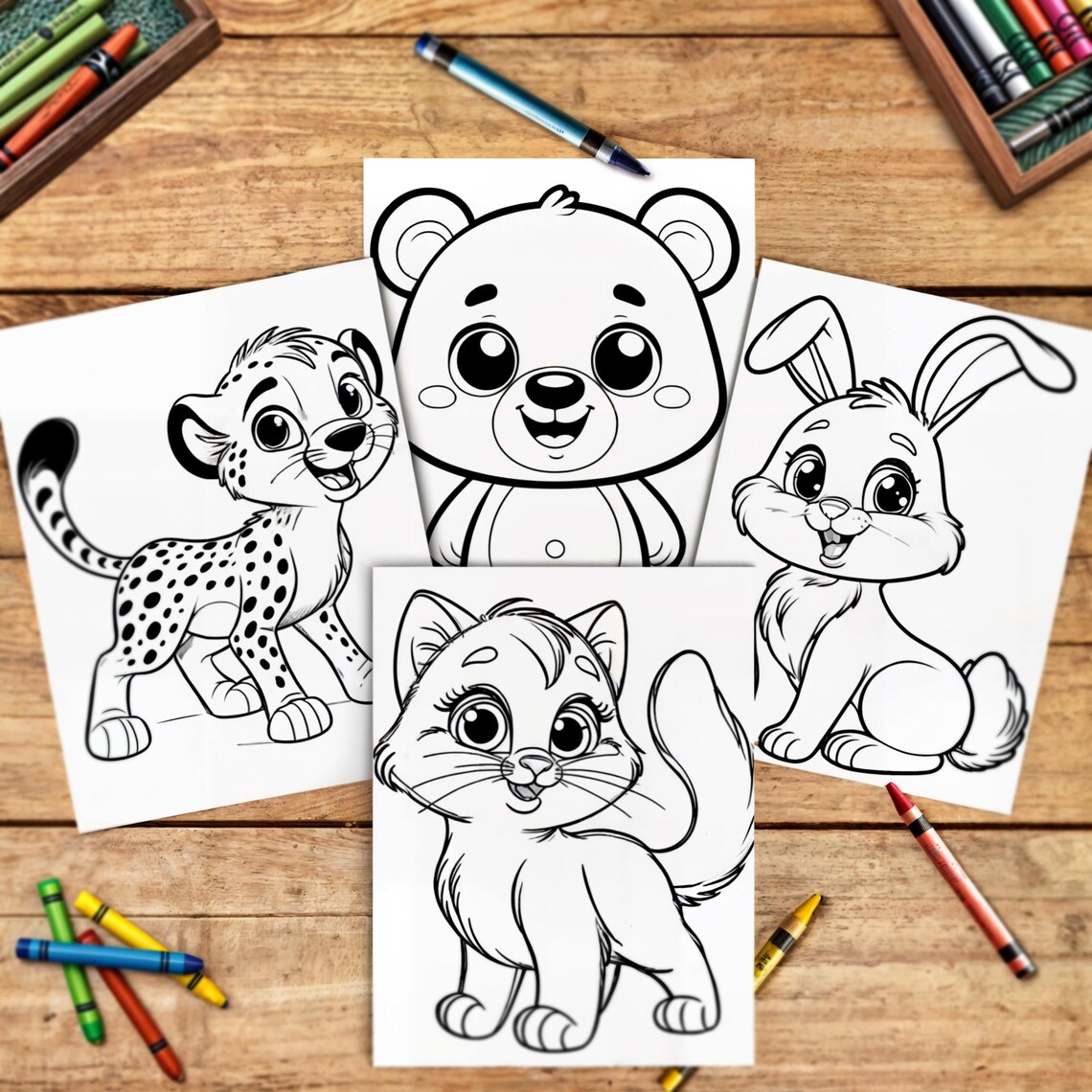 50 Animal Coloring Pages for Kids (digital Download) - Etsy