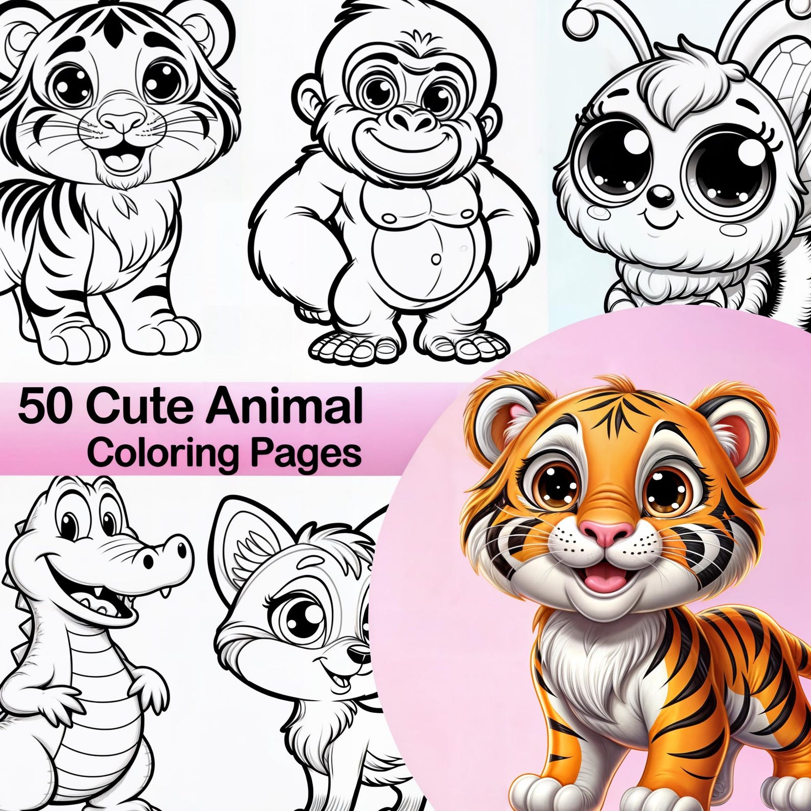50 Animal Coloring Pages for Kids (digital Download) - Etsy