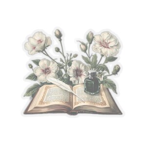 Vintage Floral Open Book Vinyl Sticker 2x2 Kiss-cut - Etsy