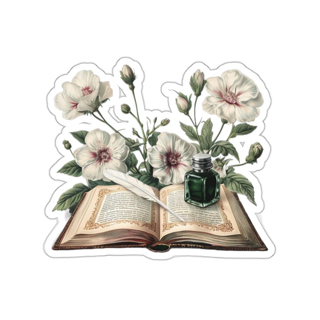 Vintage Floral Open Book Vinyl Sticker 2x2 Kiss-cut - Etsy