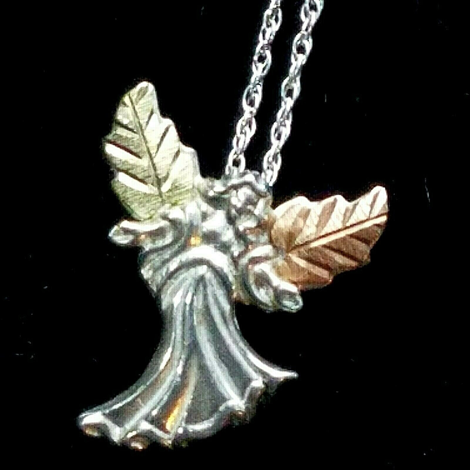 Coleman Co 12K Black Hills Gold Sterling Angel Pendant Necklace CCO ...