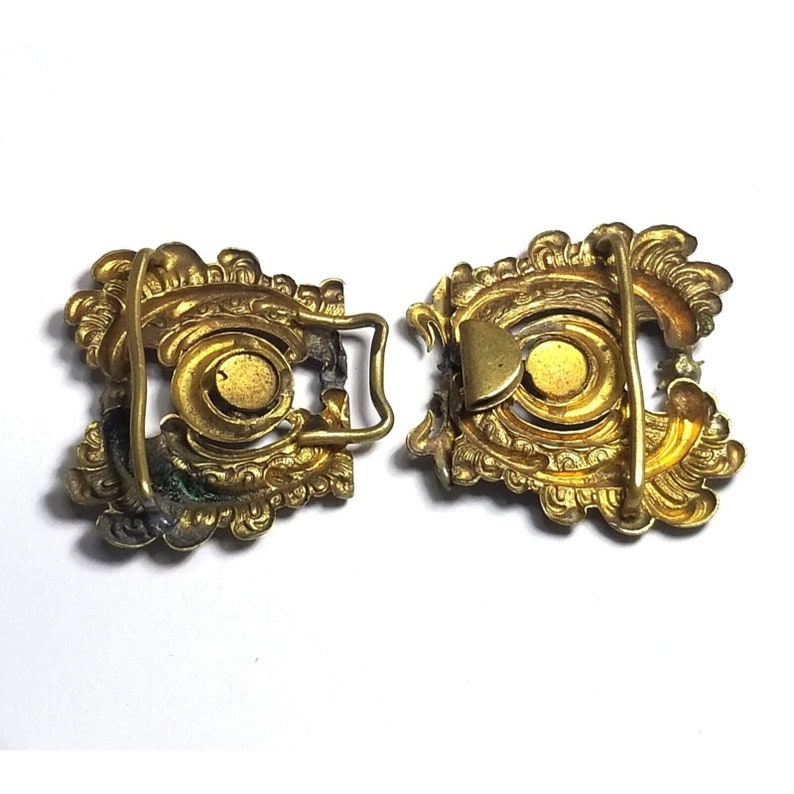 Antique Edwardian Victorian Art Nouveau Cloak Clasp Buckle Ornate Brass ...