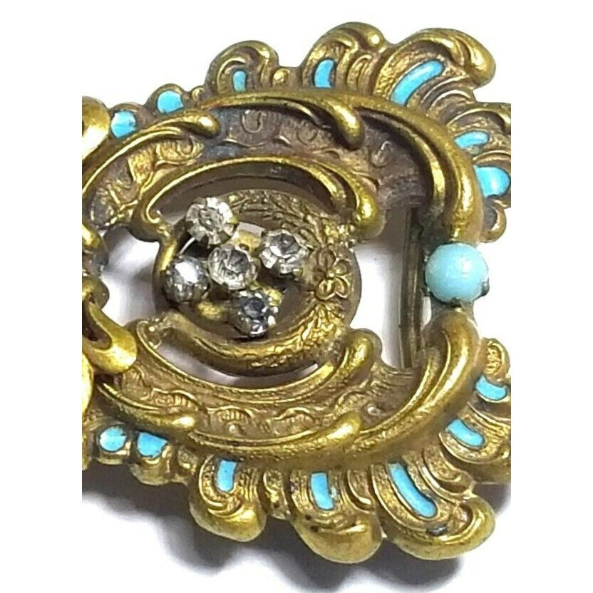 Antique Edwardian Victorian Art Nouveau Cloak Clasp Buckle Ornate Brass ...