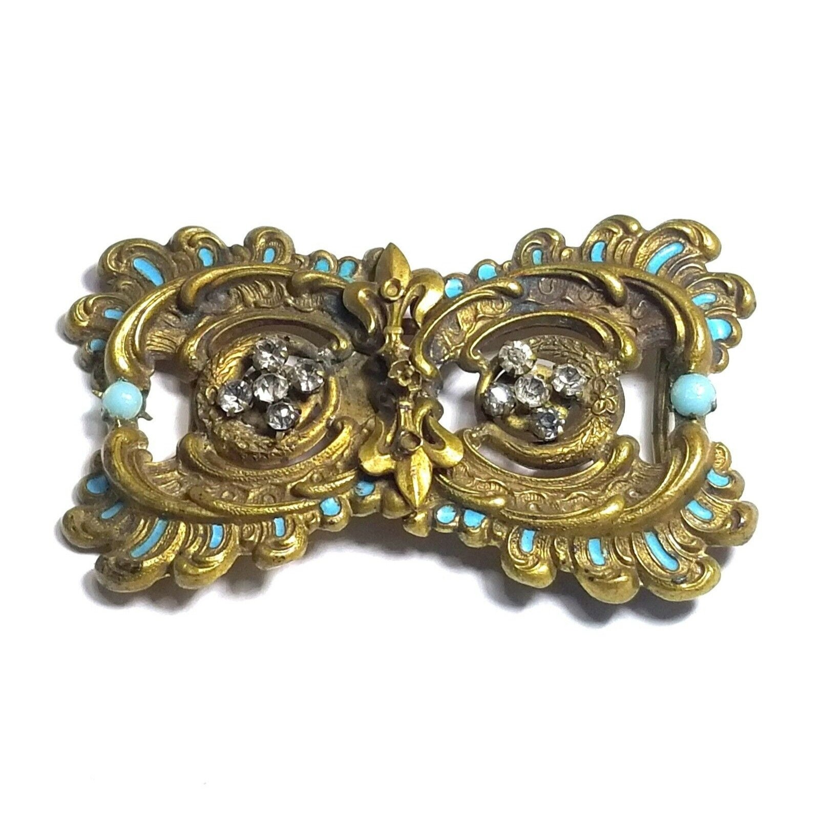 Antique Edwardian Victorian Art Nouveau Cloak Clasp Buckle Ornate Brass ...