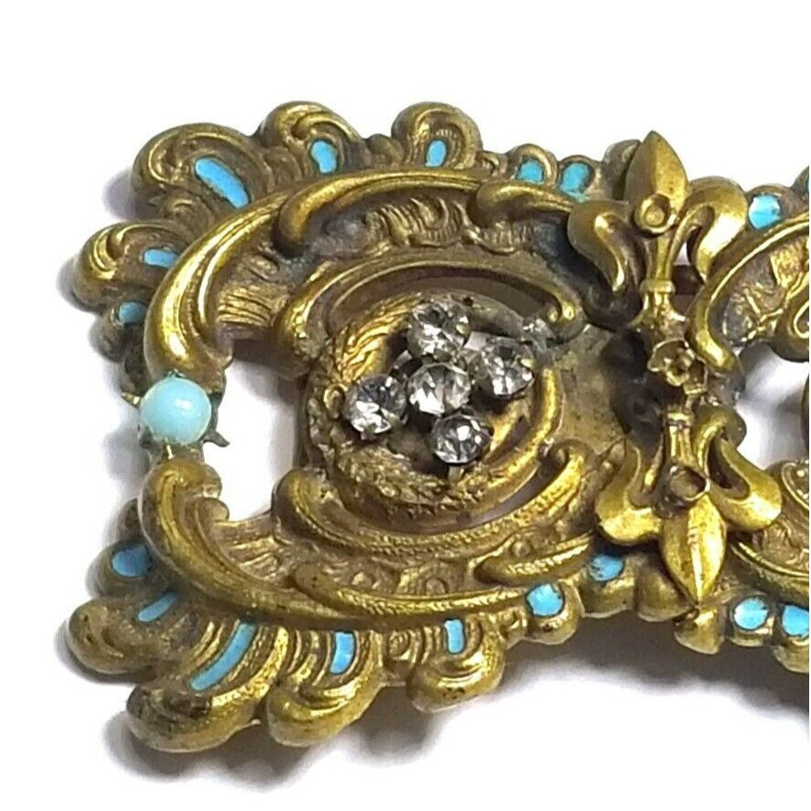 Antique Edwardian Victorian Art Nouveau Cloak Clasp Buckle Ornate Brass ...
