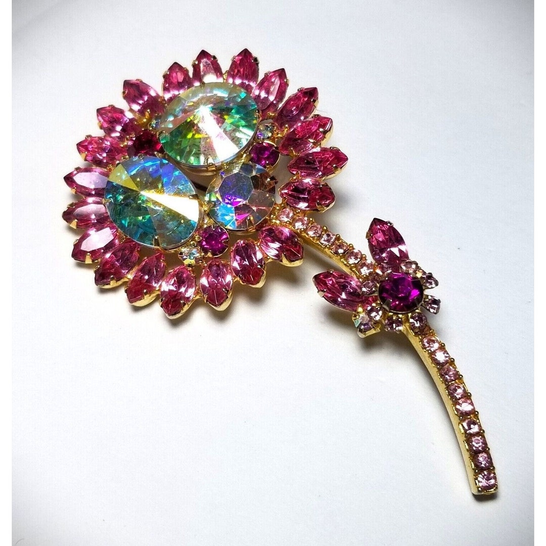 Vintage Juliana Flower Brooch Book Piece Triple AB Rhinestone - Etsy