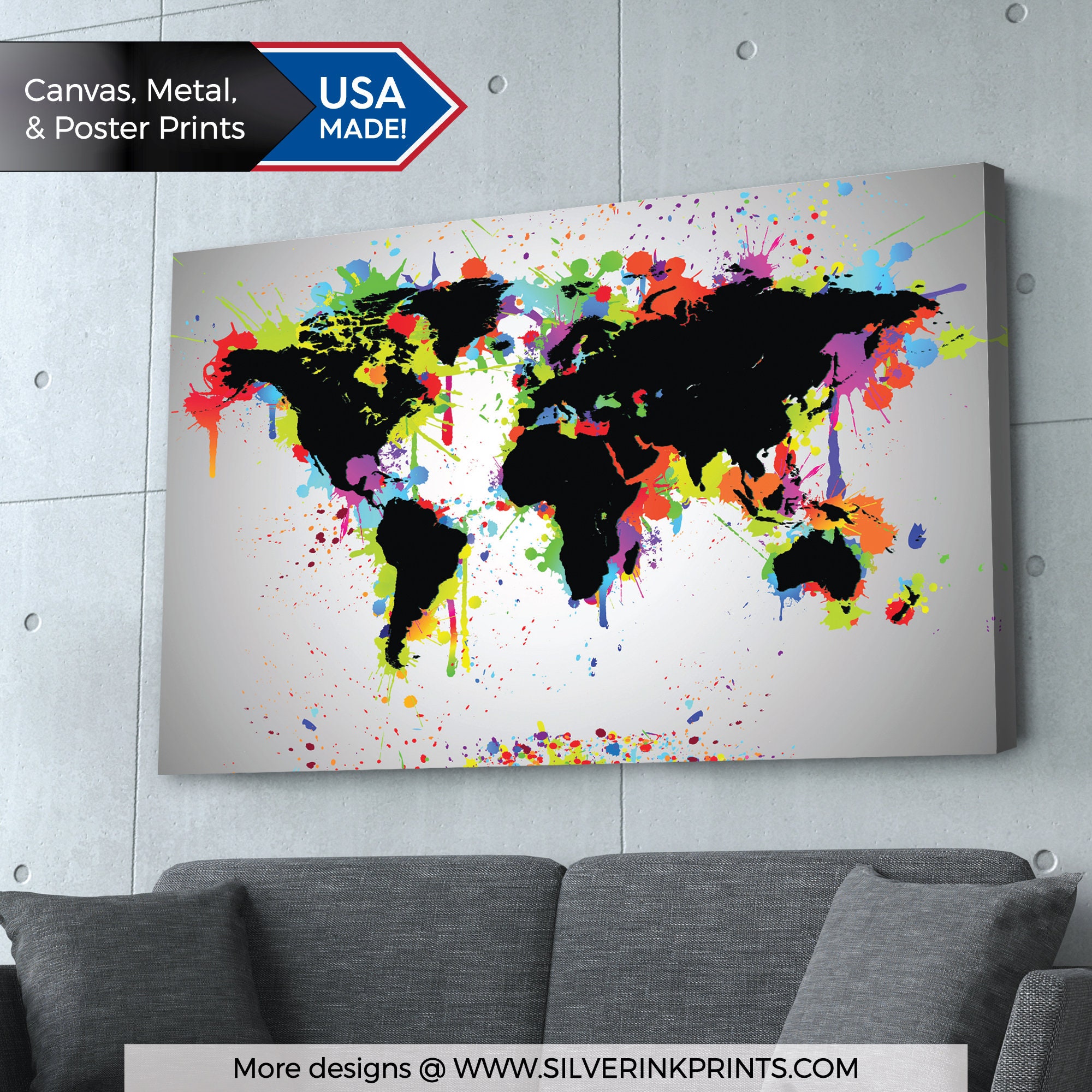 Graffiti World Map Print Abstract Art Nature Art Large | Etsy