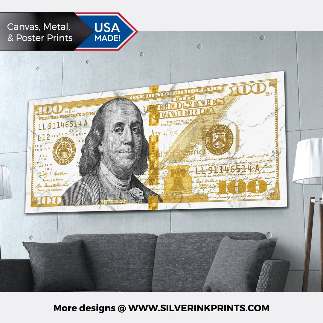 100 Dollar Bill Money Art | Gold Marble| Entrepreneur Motivational ...