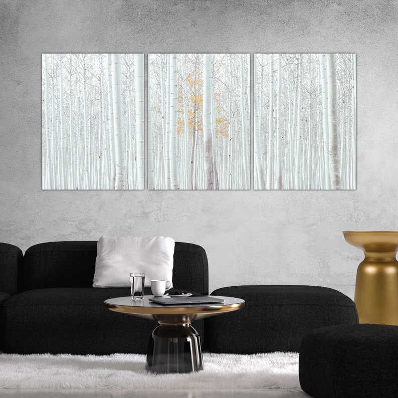 White Forest Birch Tree Nature Print Minimalist Art Large | Etsy