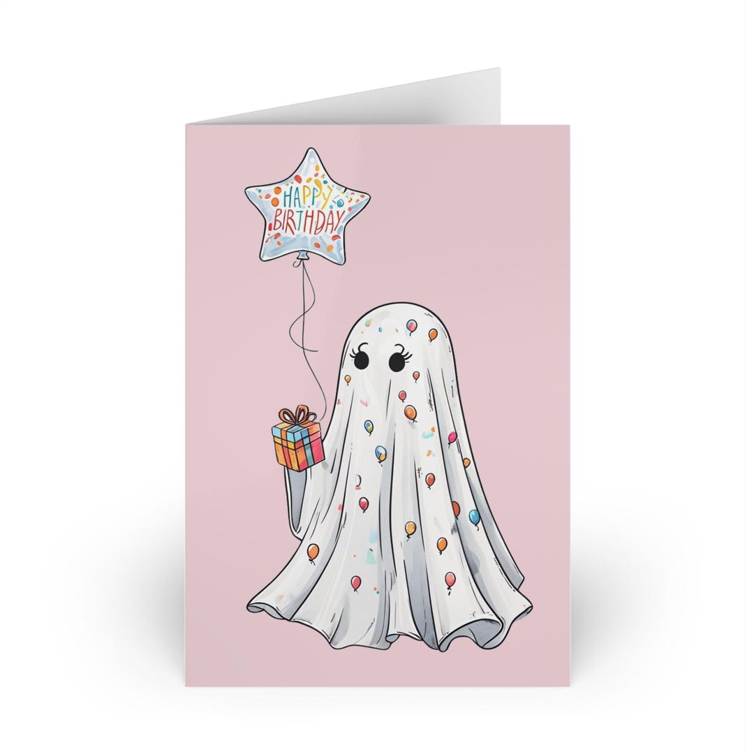 Whimsical Happy Birthday Ghost Design | Fun Birthday Greetings | Cute ...
