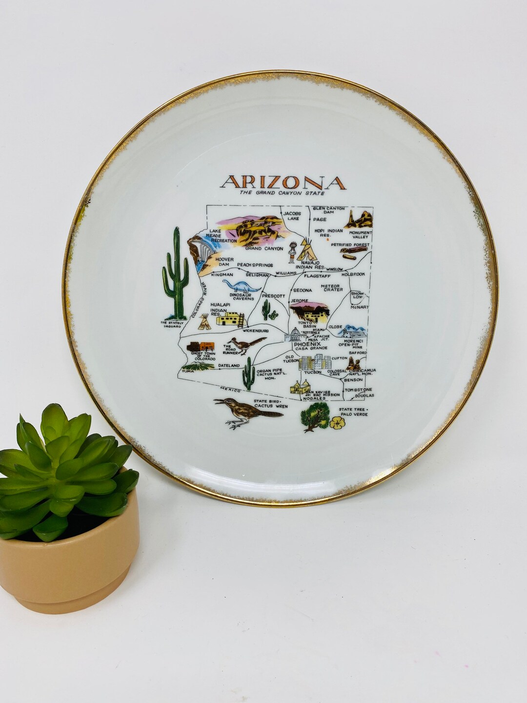 Vintage Arizona Collectible Plate, Vintage Souvenir Plate AZ, Vintage ...
