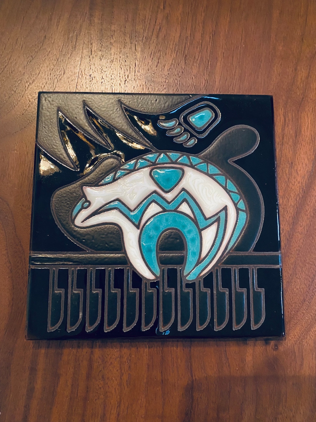 Vintage Teissedre Designs Bear Fetish Art Tile Trivet, Handcrafted ...