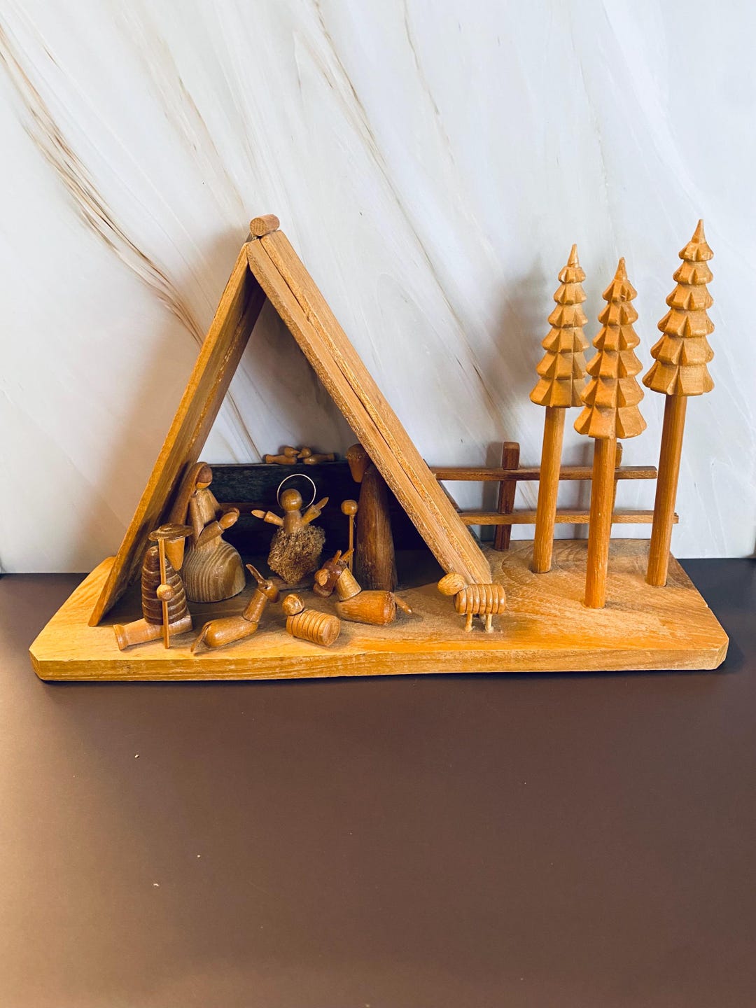 Vintage Scandanavian Wooden Nativity Set, Vintage Wood Swedish Nativtiy ...