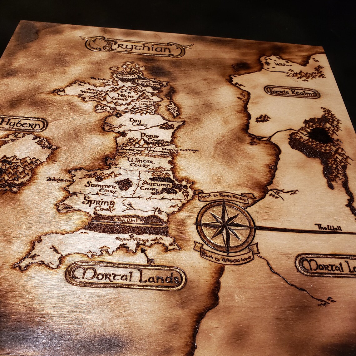 Prythian Map Woodburned A Court of Thorns and Roses | Etsy