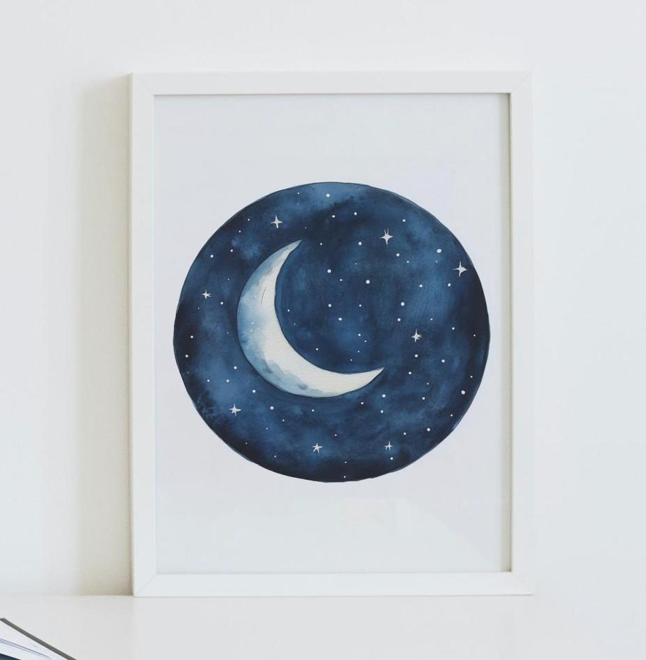 Circle Moon and Stars - Digital Download - Wall Art - Etsy
