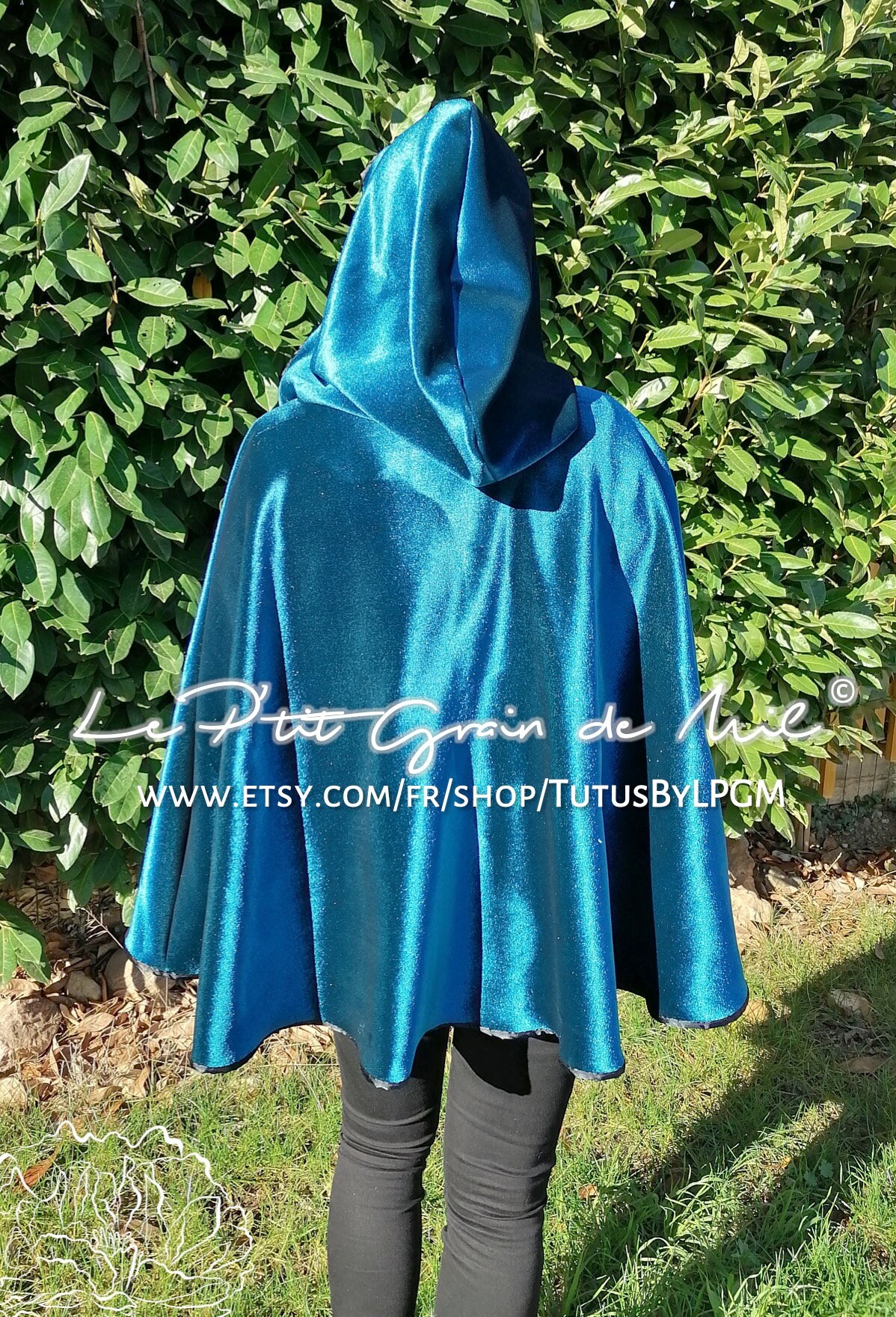 READY TO SHIP Peacock Teal Green Velvet Hooded Cape for Adult, Mid ...