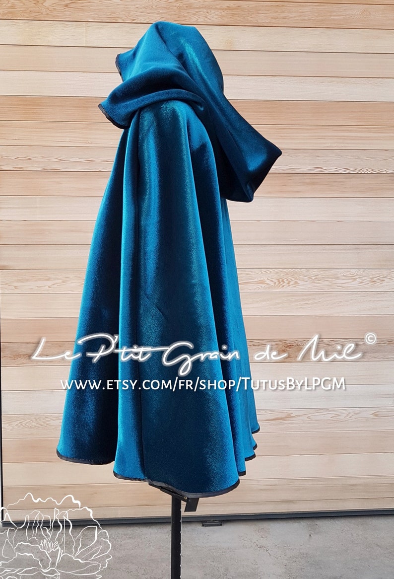 READY TO SHIP Peacock Teal Green Velvet Hooded Cape for Adult, Mid ...