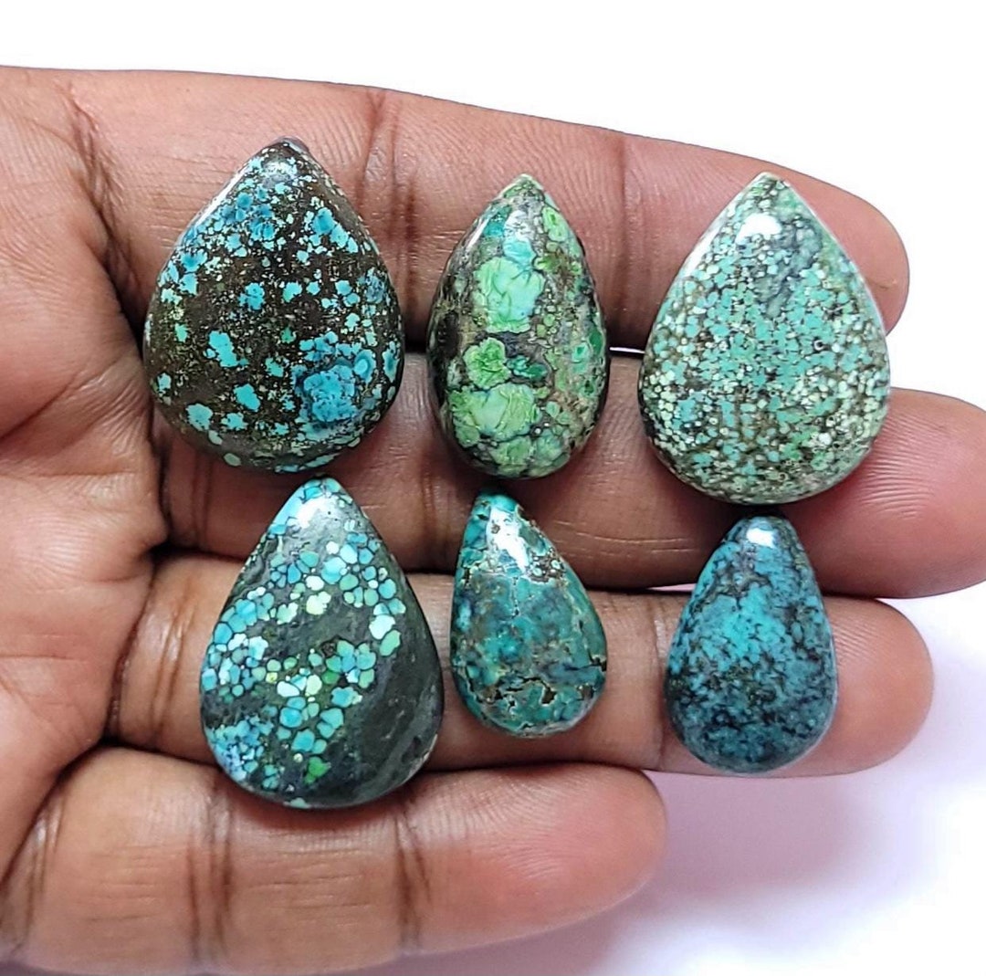 Natural Tibetan Turquoise Pear Cabochon: AAA Quality Loose Gemstone - Etsy