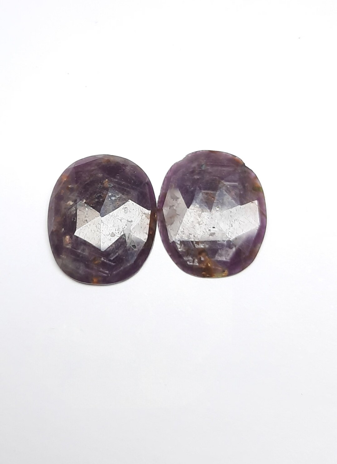 Faceted Ruby Gemstone Pair: Rose Cut Fancy Slices (17x20x2mm) - Etsy