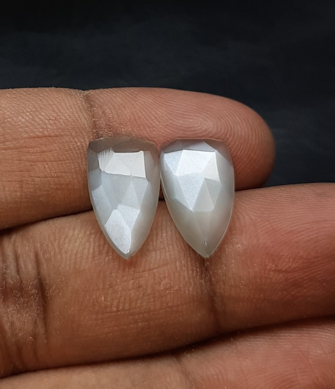 Grey Moonstone Gemstone Pair: Rose Cut Fancy Shape, AAA Quality - Etsy