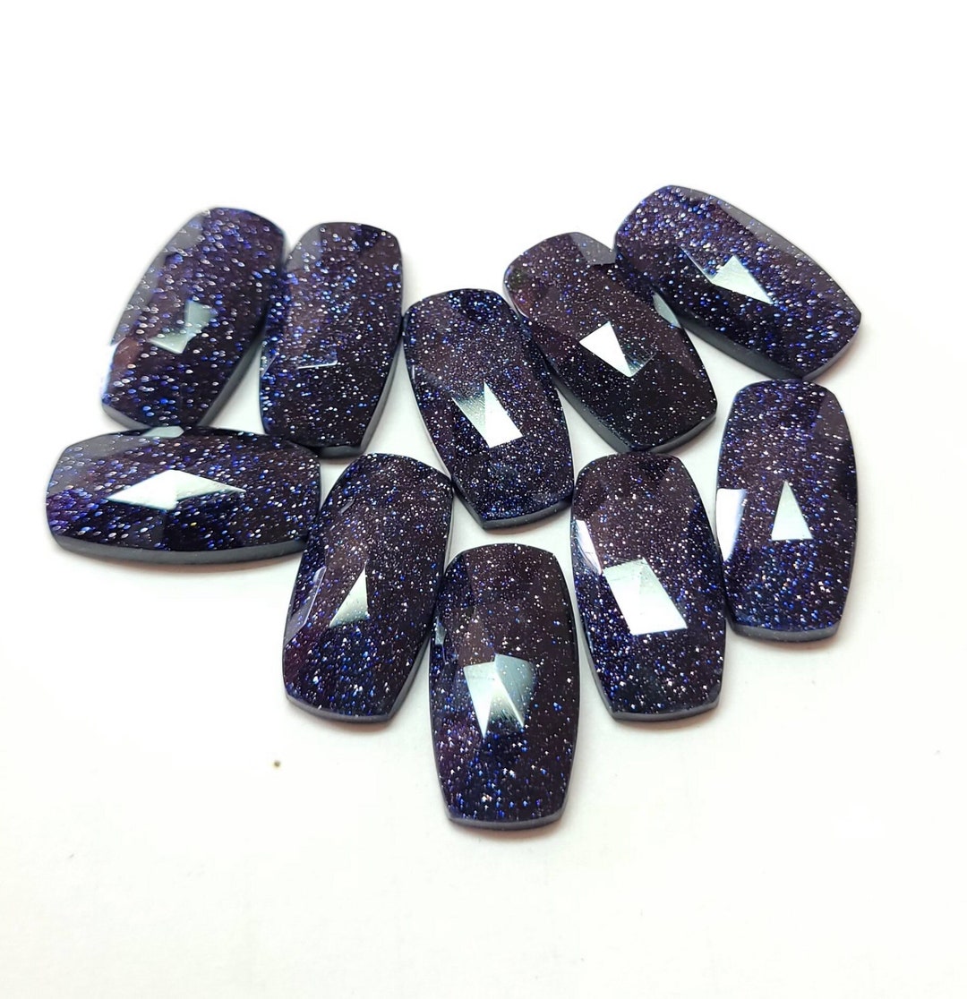 5 Pecs Lot, Blue Sand Stone , Blue Sand Stone Rose Cut Cabochon, Shape ...