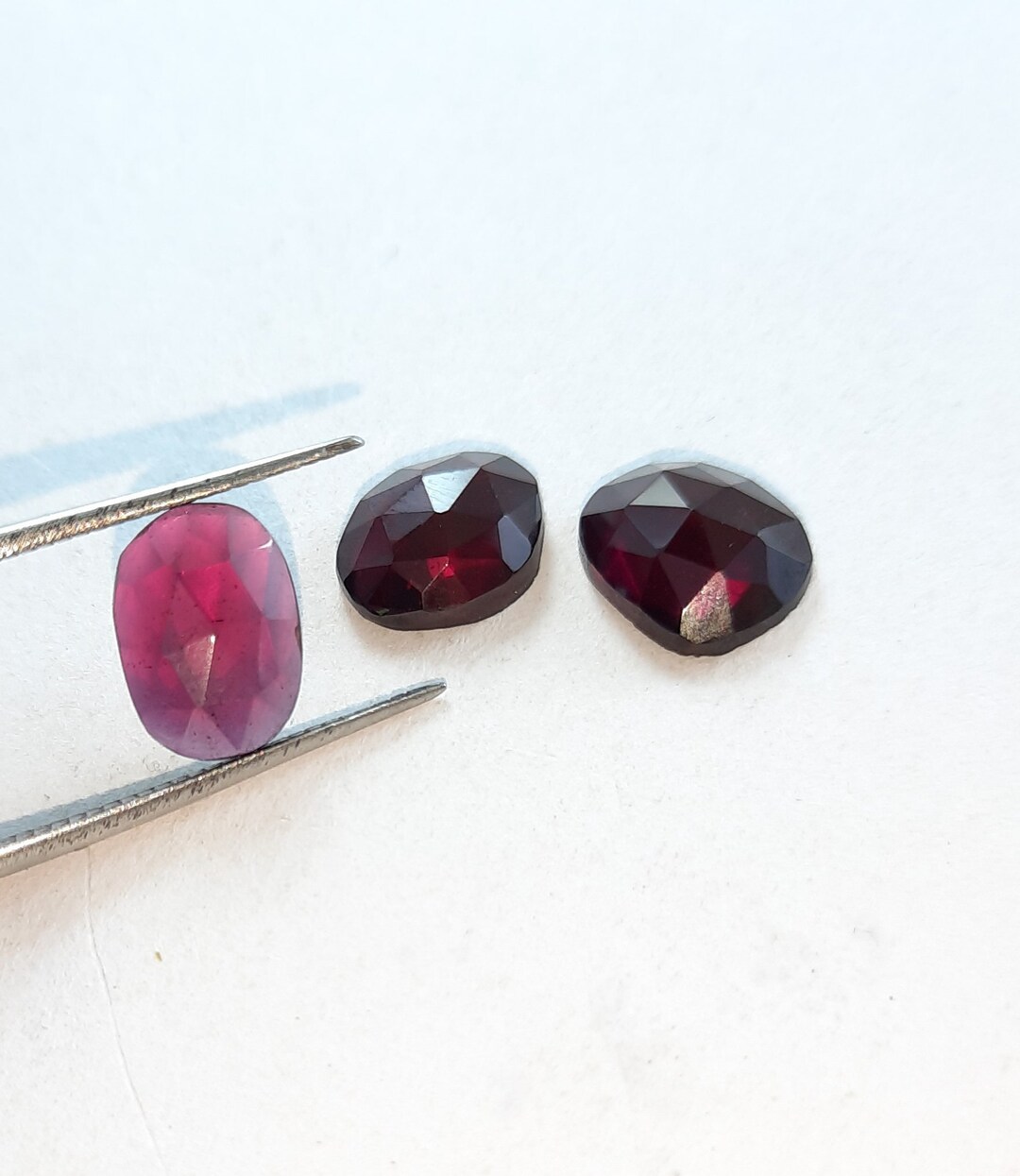 3. Pecs Lot, Natural Faceted Garnet Gemstone Slices, Rose Cut Garnet ...