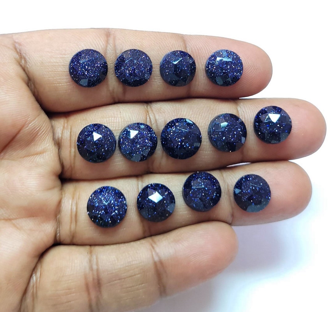 5 Pecs Lot, Blue Sand Stone , Blue Sand Stone Rose Cut Cabochon, Back ...