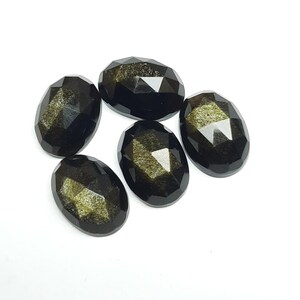 2 Pies, Lot Golden Sheen Obsidian Gemstone, Obsidian Rose Cut Cabochon ...