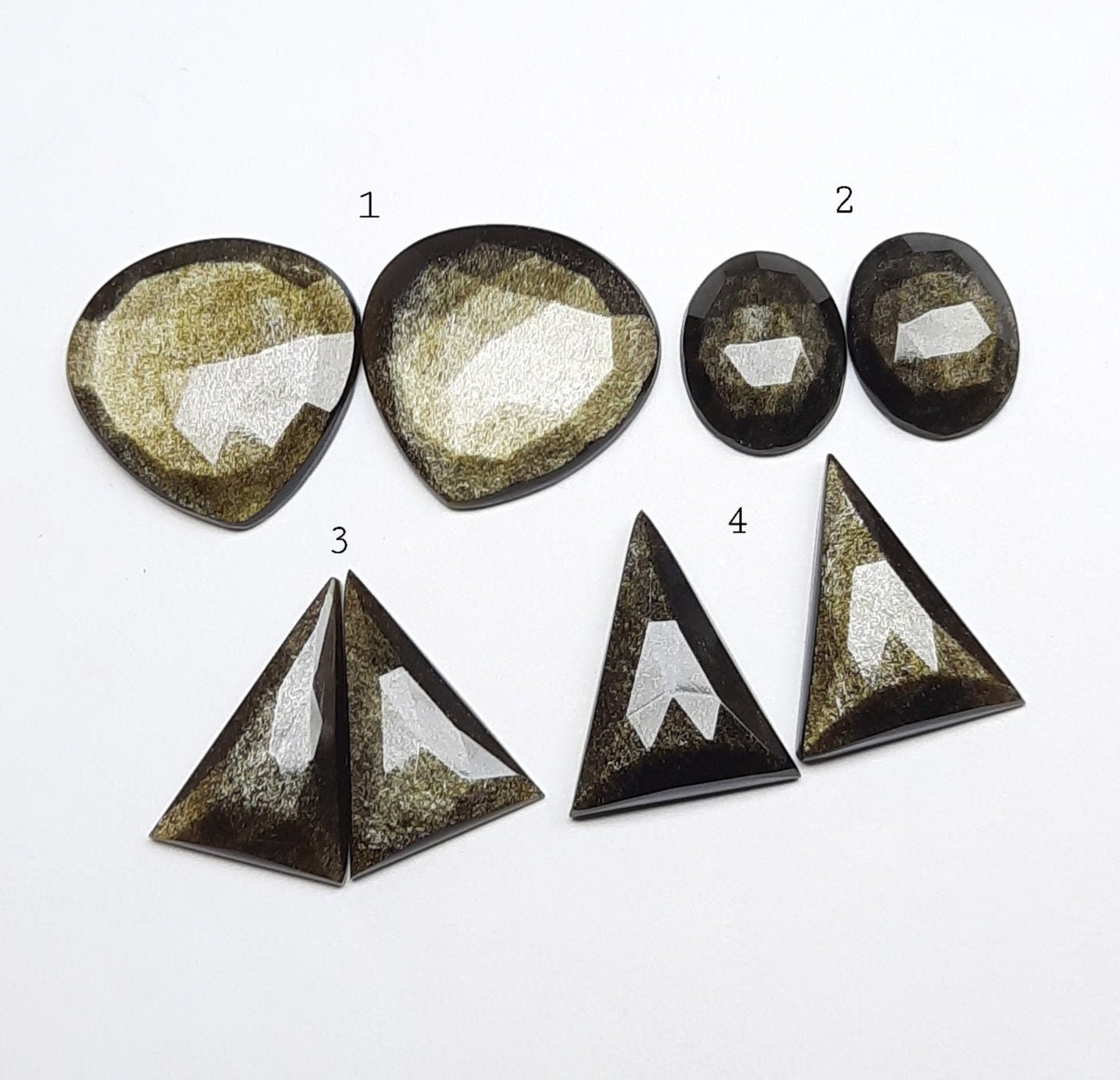 1 Pair Golden Sheen Obsidian Gemstone Obsidian Rose Cut - Etsy UK