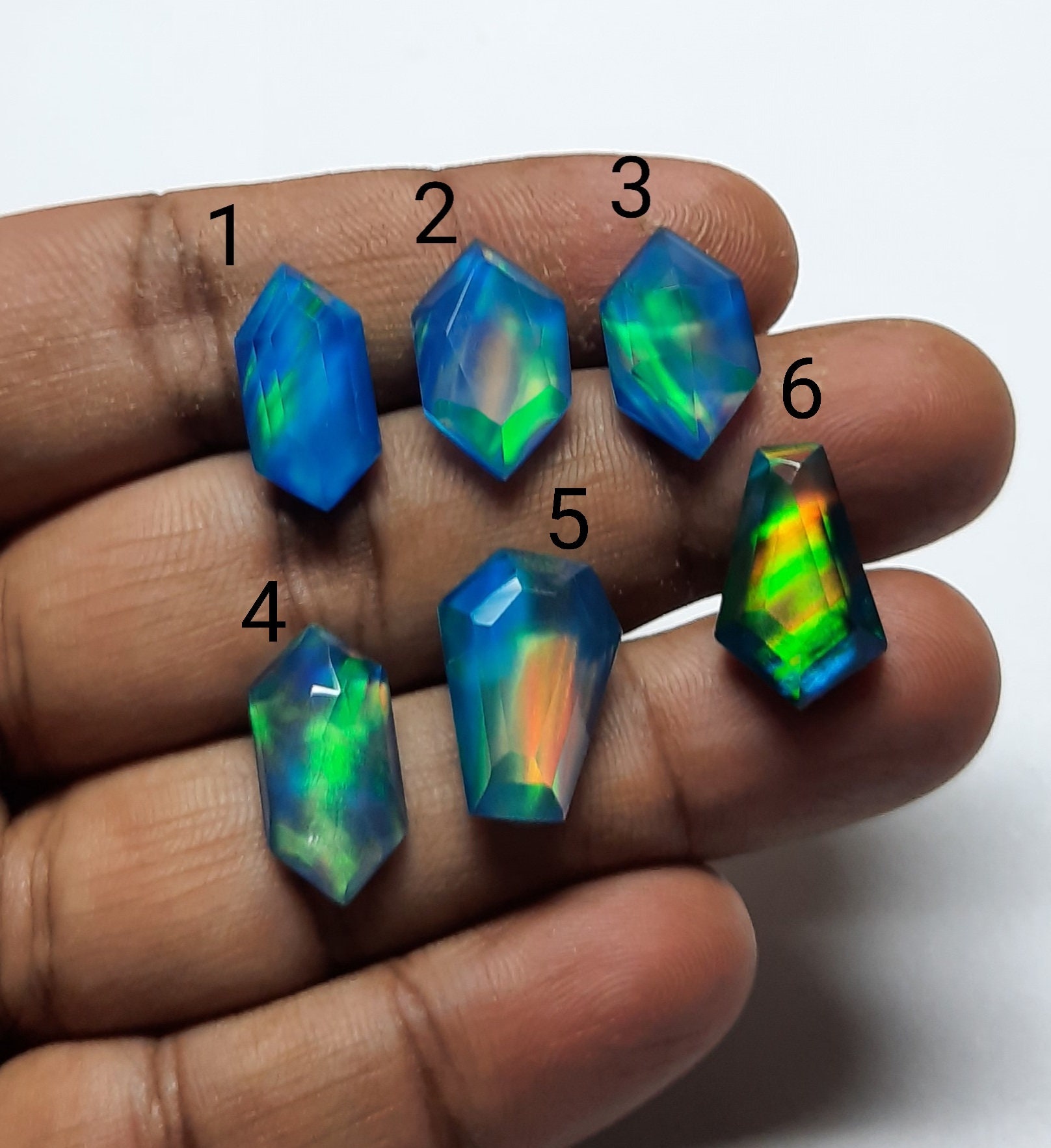 1 pies aurora opal doublet quartz gemstone rose cut | Etsy